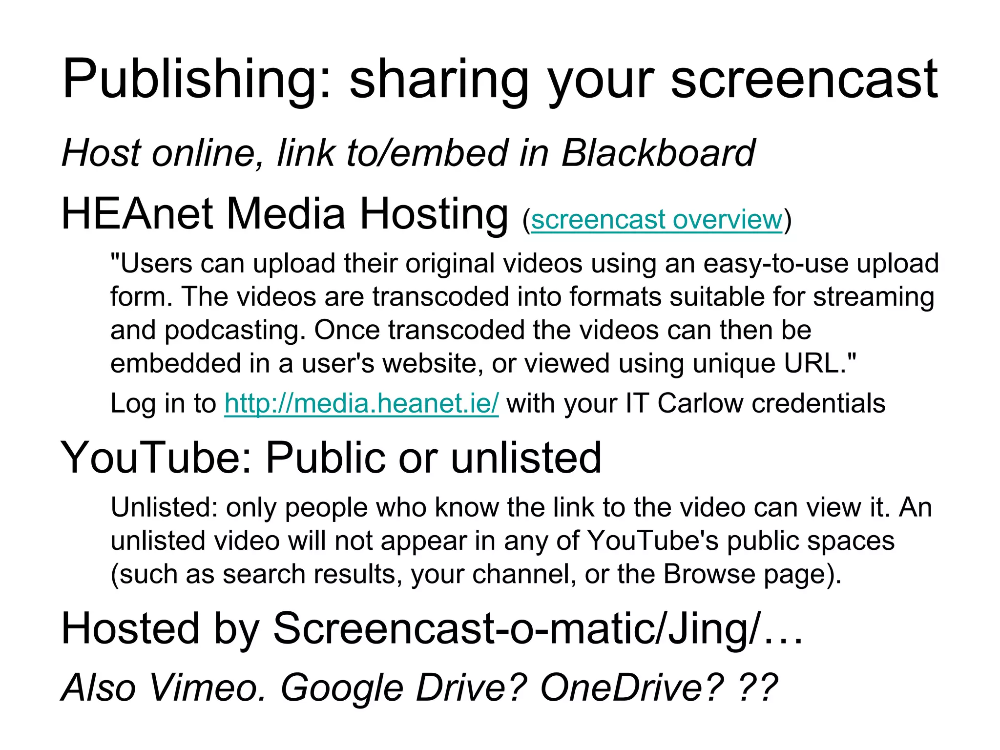 Screencasting Workshop Handout | PPT