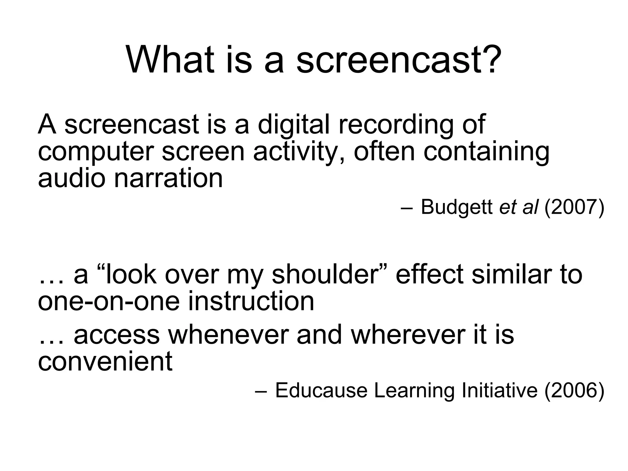 Screencasting Workshop Handout | PPT