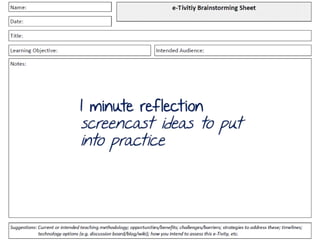 Screencasting Workshop Handout | PPT