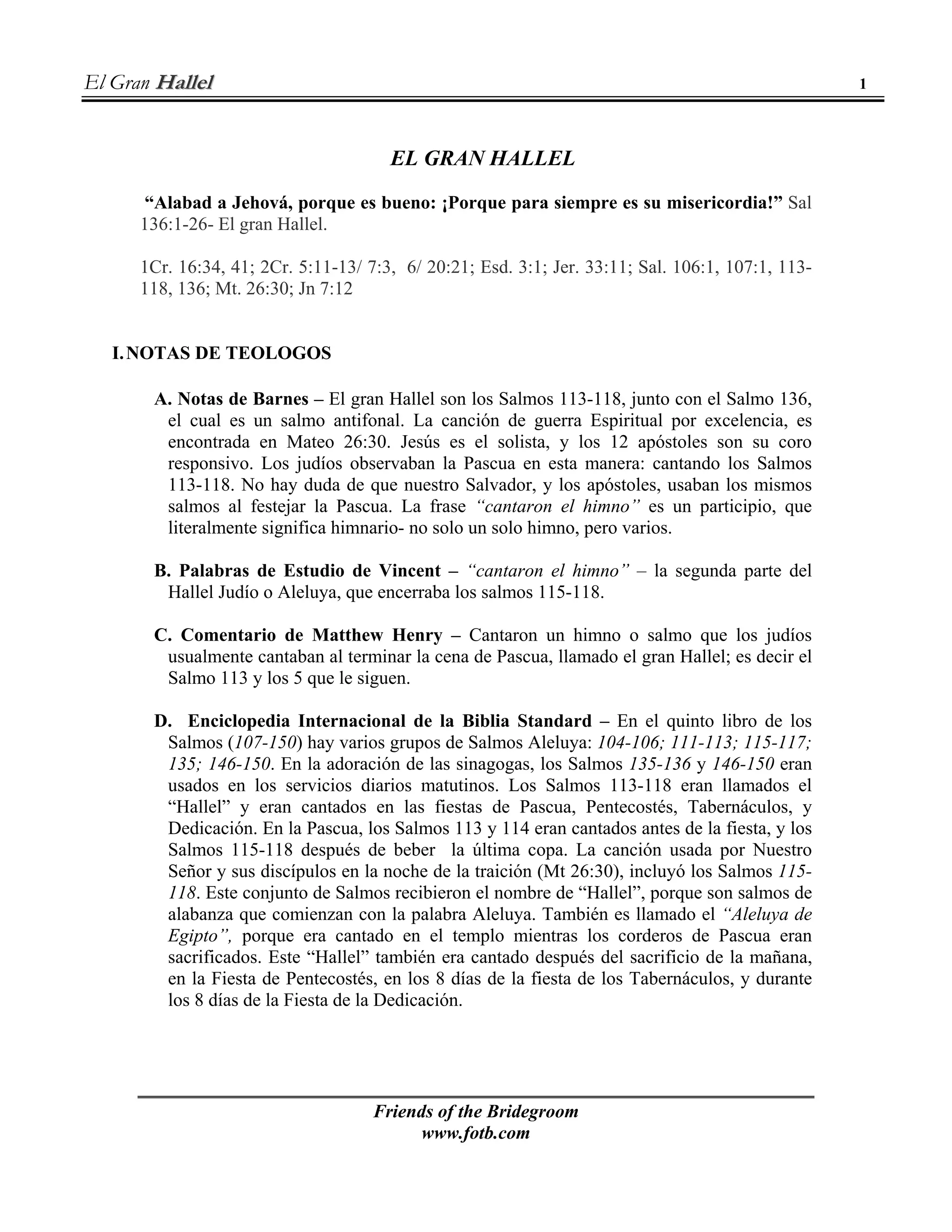 El gran Hallel | PDF