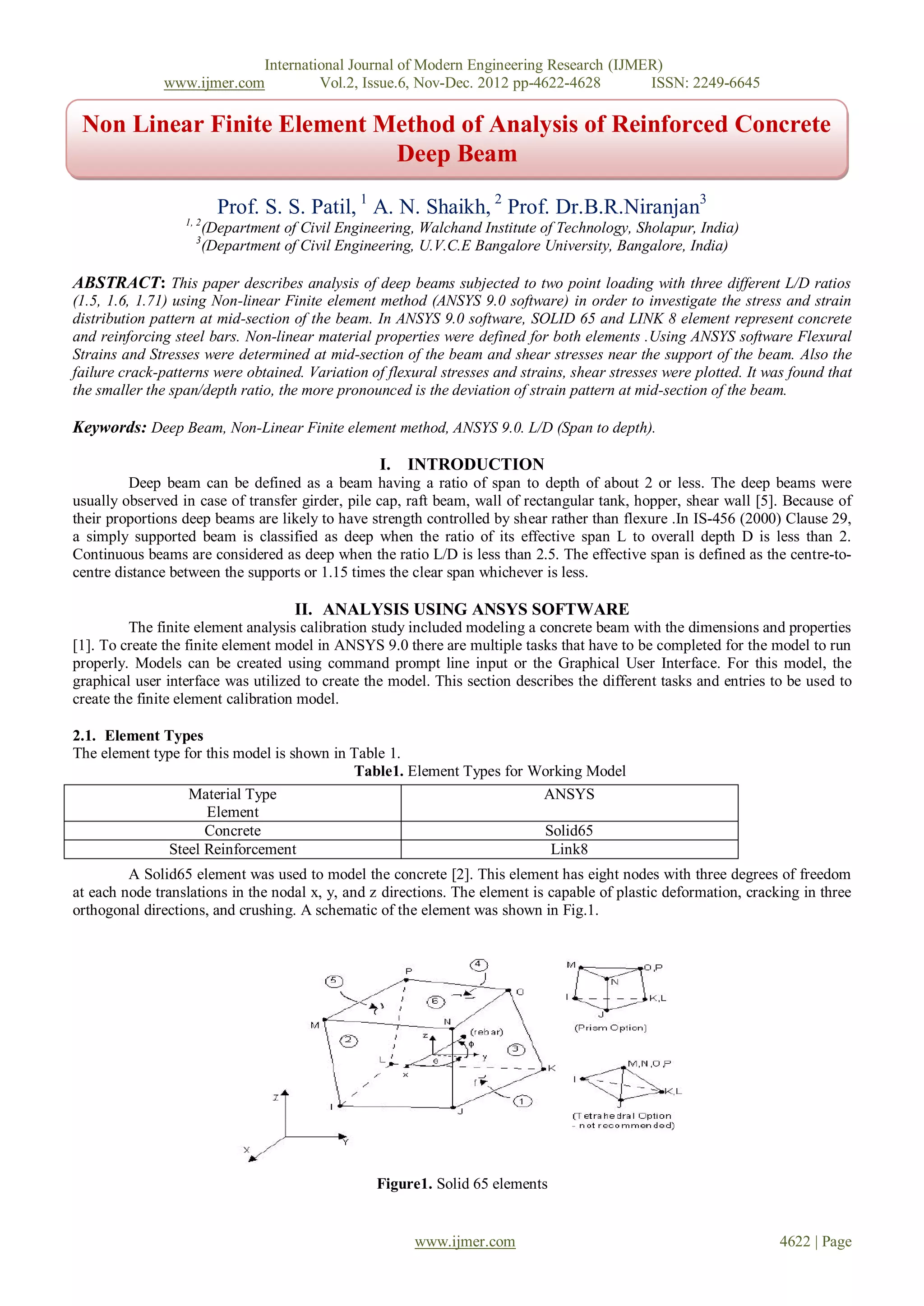 Non Linear Finite Element Method of Analysis of Reinforced Concrete Deep Beam | PDF