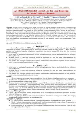 An Efficient Distributed Control Law for Load Balancing in Content Delivery Networks | PDF