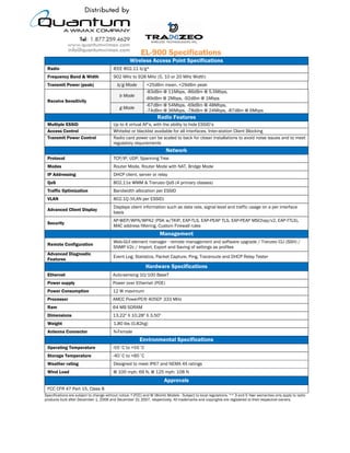 Tranzeo EL-900 Outdoor AP/ Router/ Bridge (quantumwimax.com) | PDF