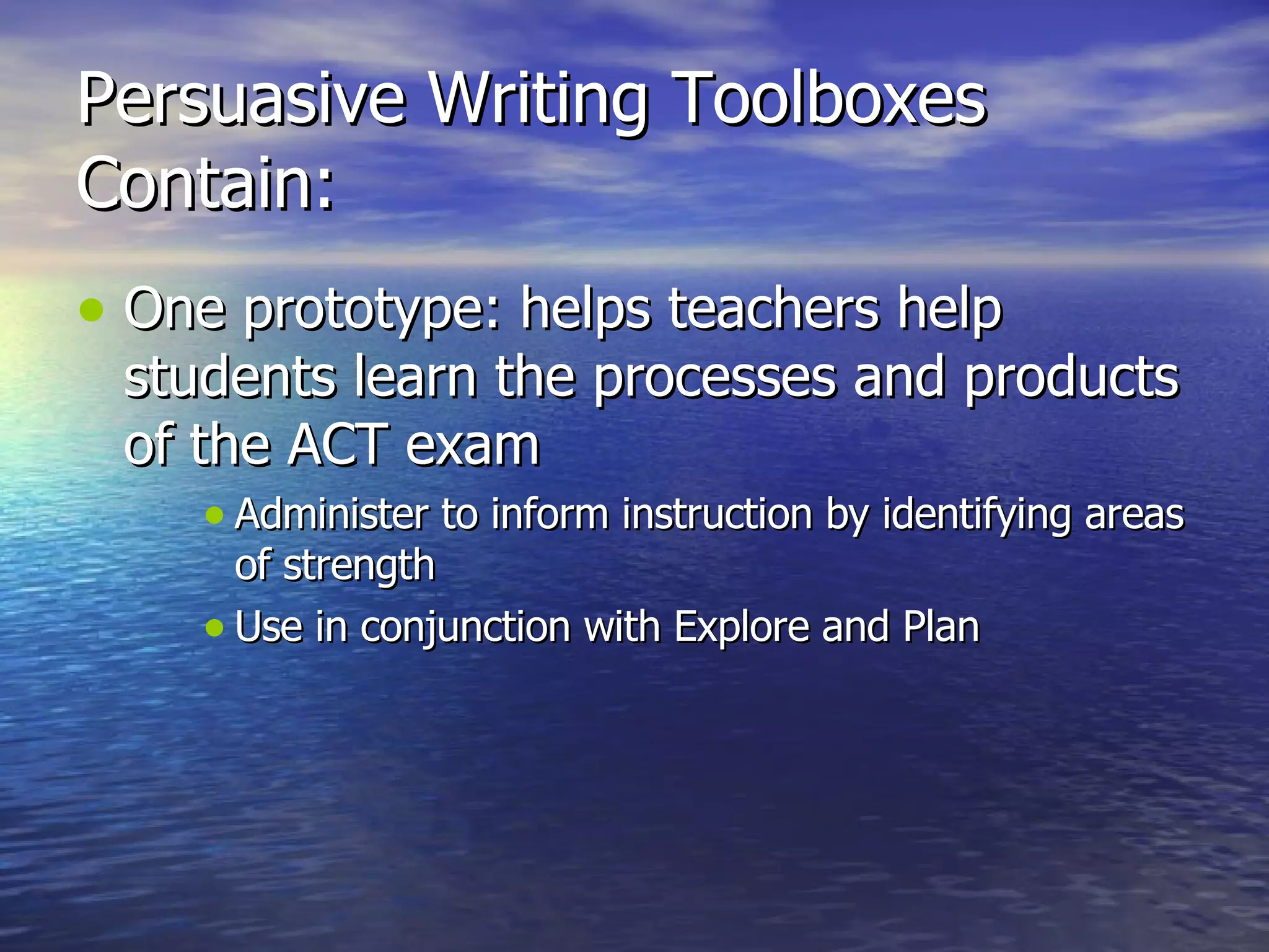 Ela Persuasive Writing Toolbox Overview | PPT