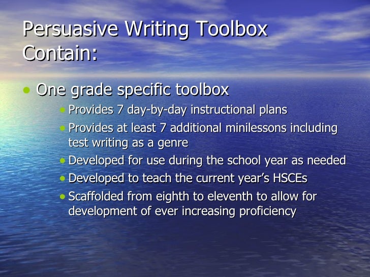 Ela Persuasive Writing Toolbox Overview