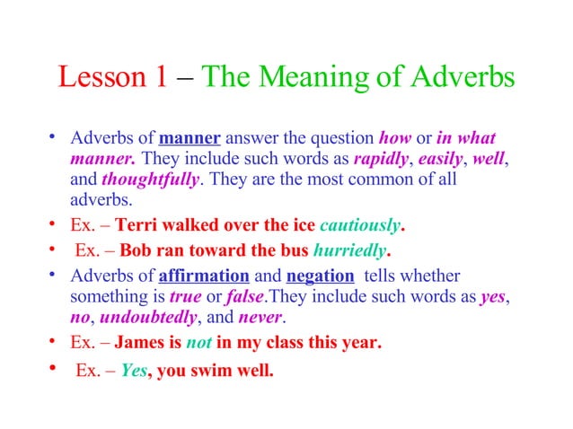 ELA Presentation on Adverbs | PPT