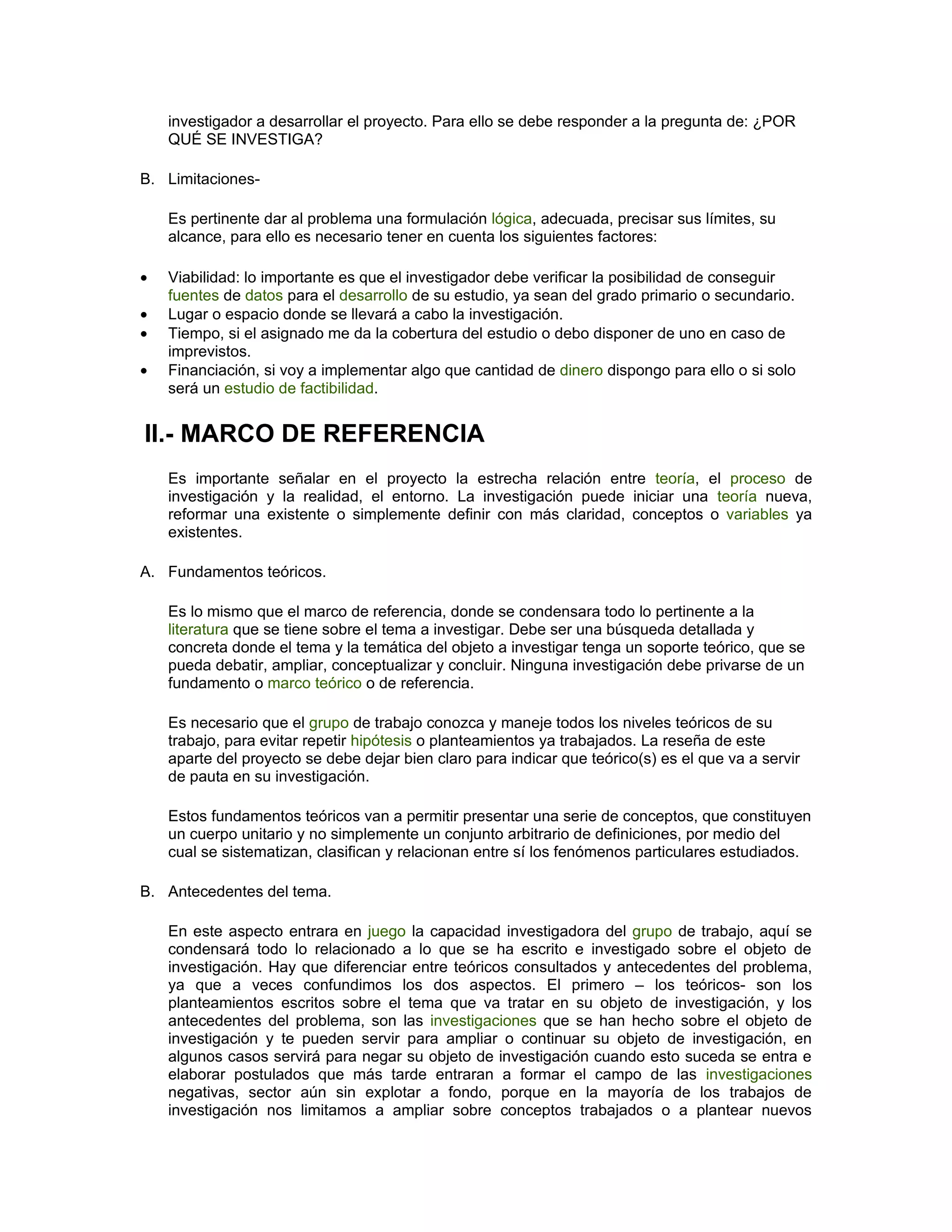 Elaboración de los proyectos de investigación | DOC