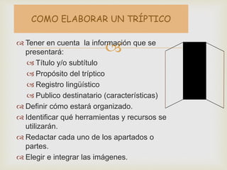 Elaboración de un tríptico | PPTX
