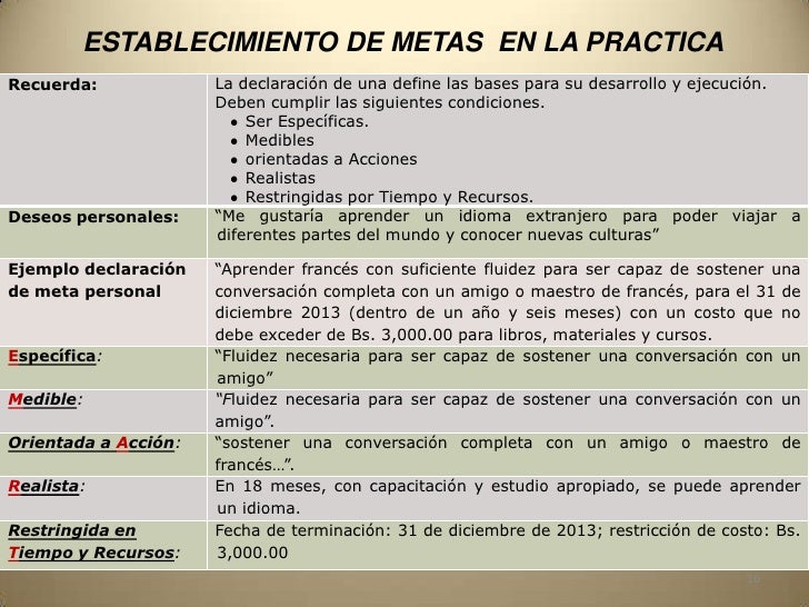 Elaboracion de metas