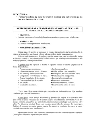 Elaboracion de normas para las aulas | DOC