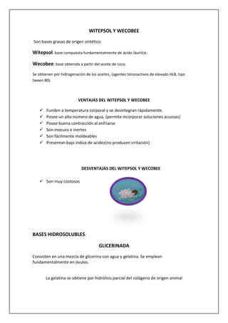 Elaboracion y control de calidad de los ovulos | DOCX