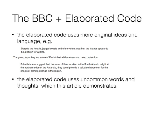 Elaborated and restricted codes | PPT