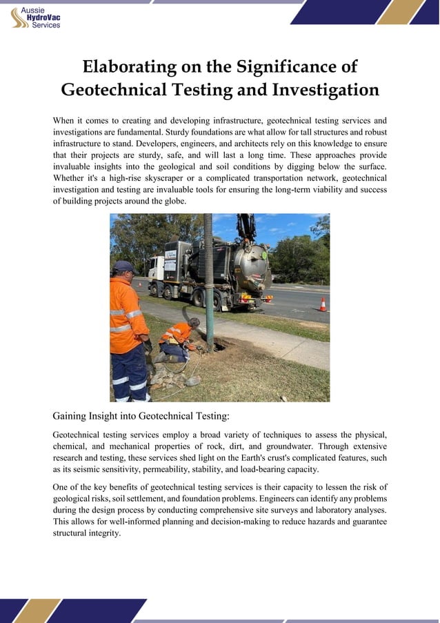 Elaborating on the Significance of Geotechnical Testing and ...
