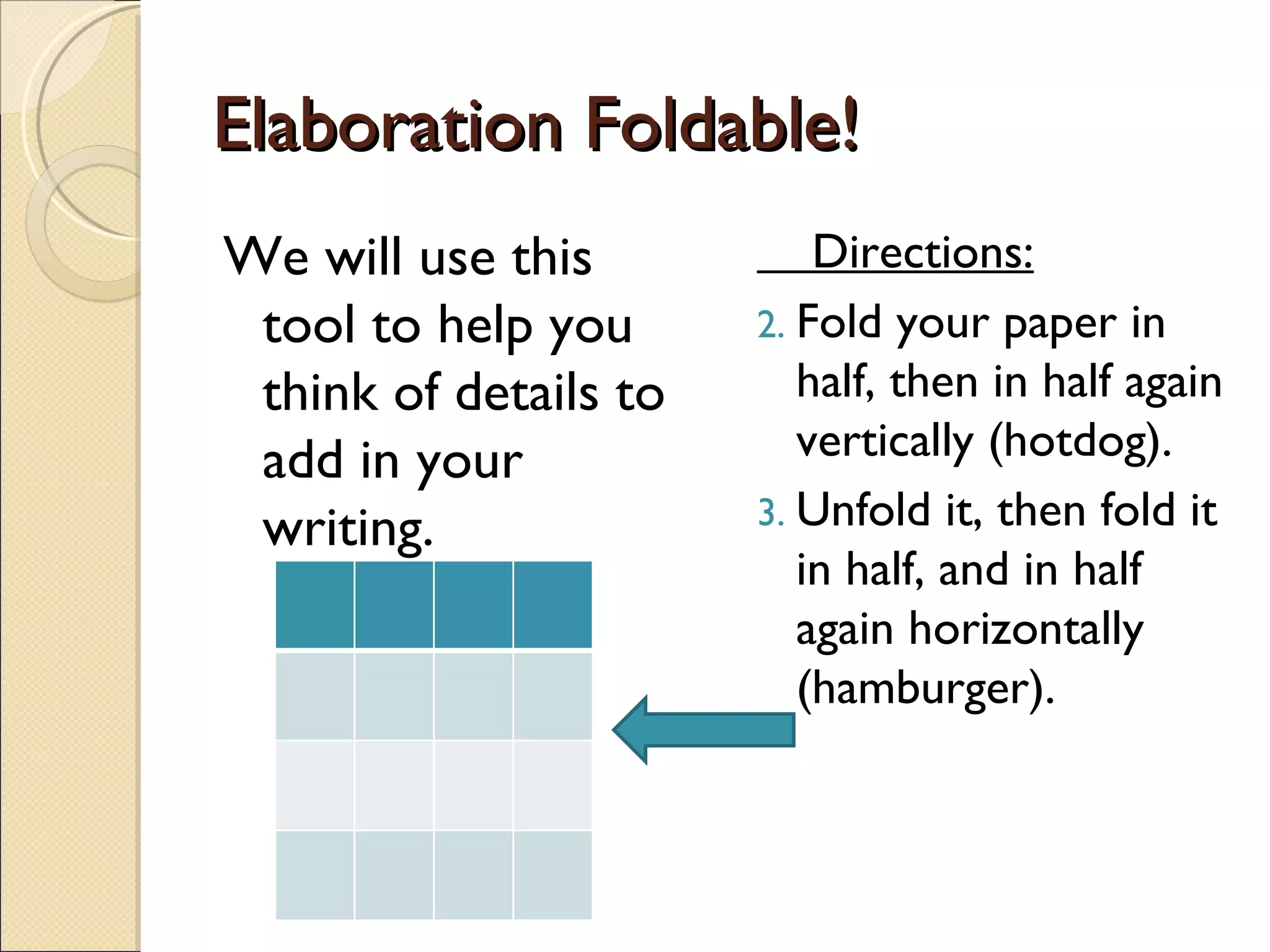 Elaboration foldable- test | PPT
