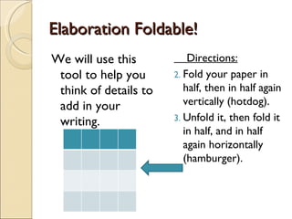 Elaboration foldable- test | PPT