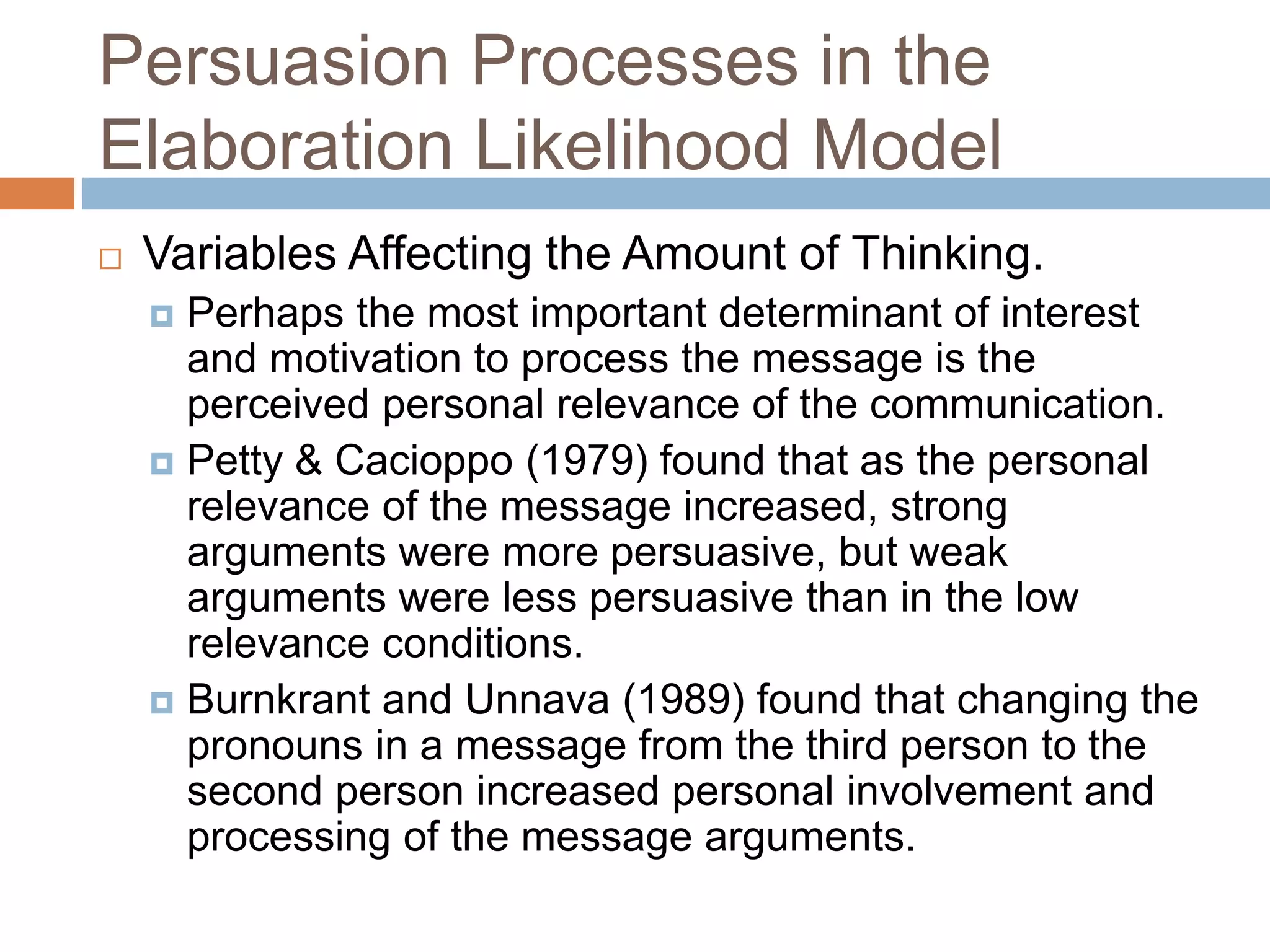 Elaboration likelihood model - a book chapter by Petty, Briniol and ...