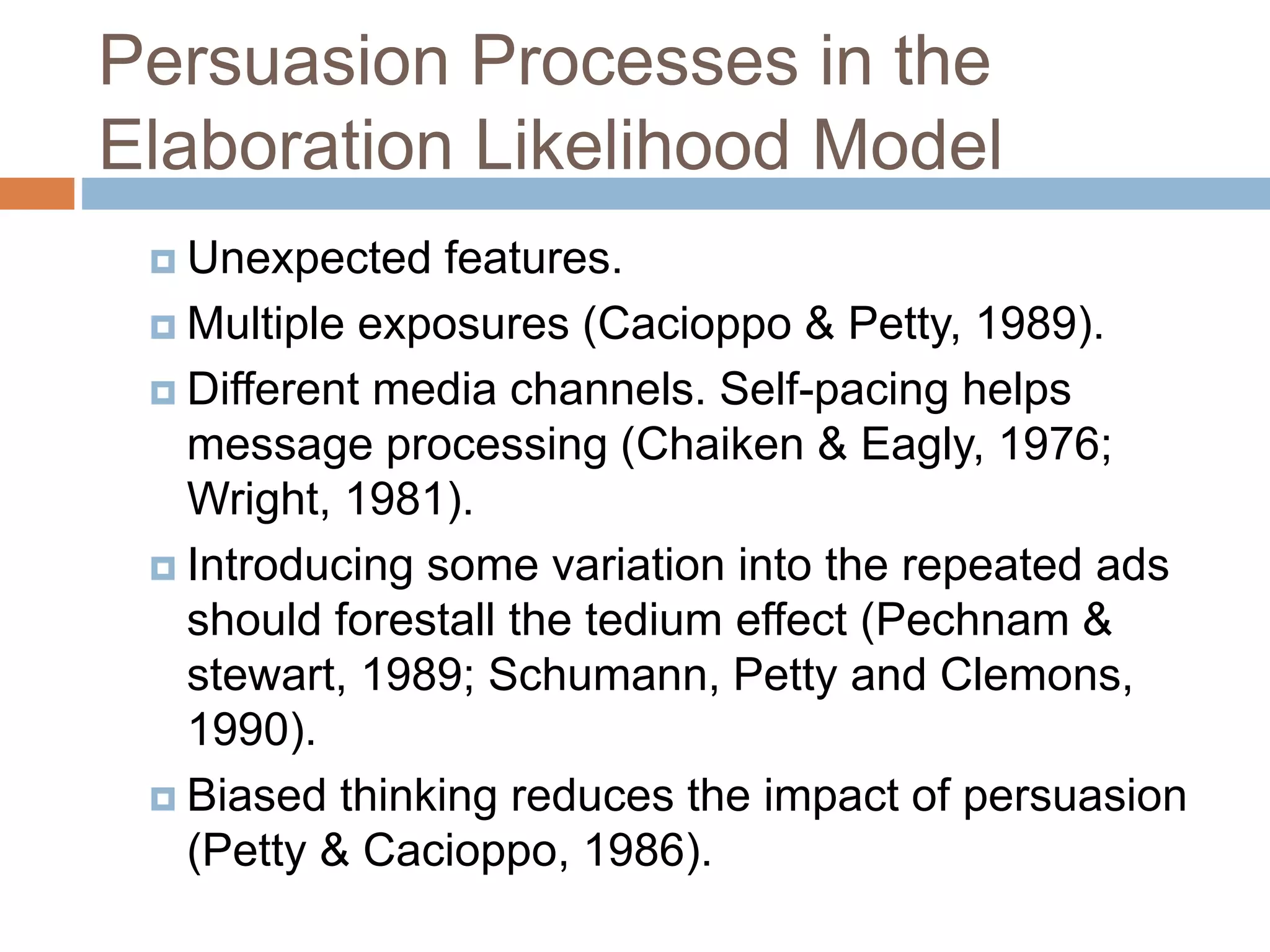 Elaboration likelihood model - a book chapter by Petty, Briniol and ...