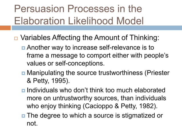 Elaboration likelihood model - a book chapter by Petty, Briniol and ...