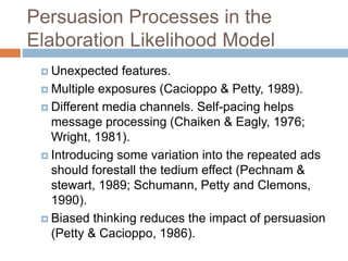Elaboration likelihood model - a book chapter by Petty, Briniol and Priester | PPT