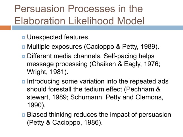 Elaboration likelihood model - a book chapter by Petty, Briniol and ...