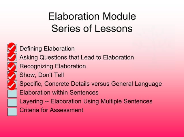 Elaboration within sentences and layering | PPSX | Education