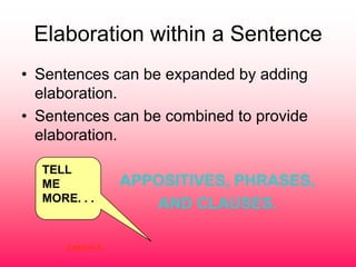 Elaboration within sentences and layering | PPT