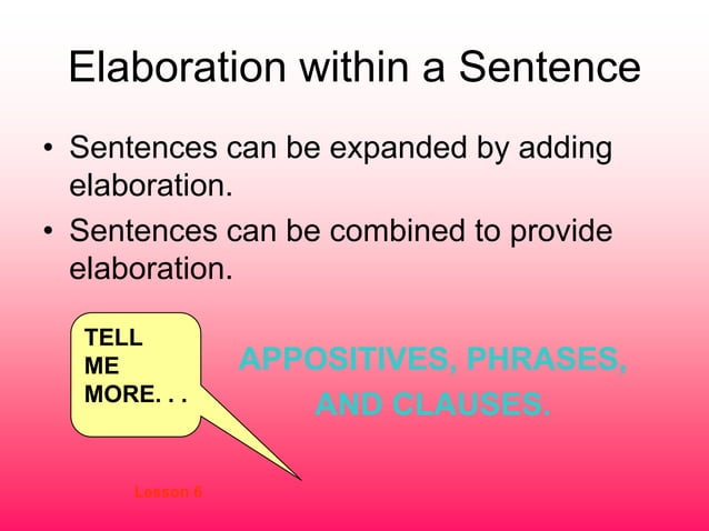 Elaboration within sentences and layering | PPSX | Education