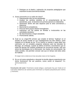 El acoso escolar o bullying (foro unidad 2) | DOCX