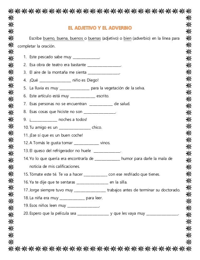 Ejercicios 10 Ejemplos De Adjetivos Y Adverbios Nuevo Ejemplo Images