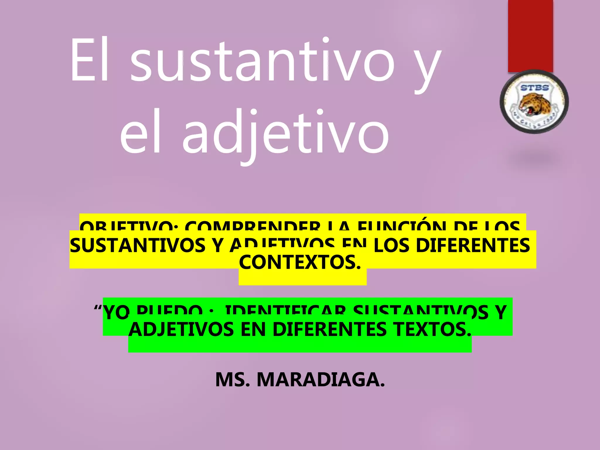 El adjetivo y sustantivo | PPTX