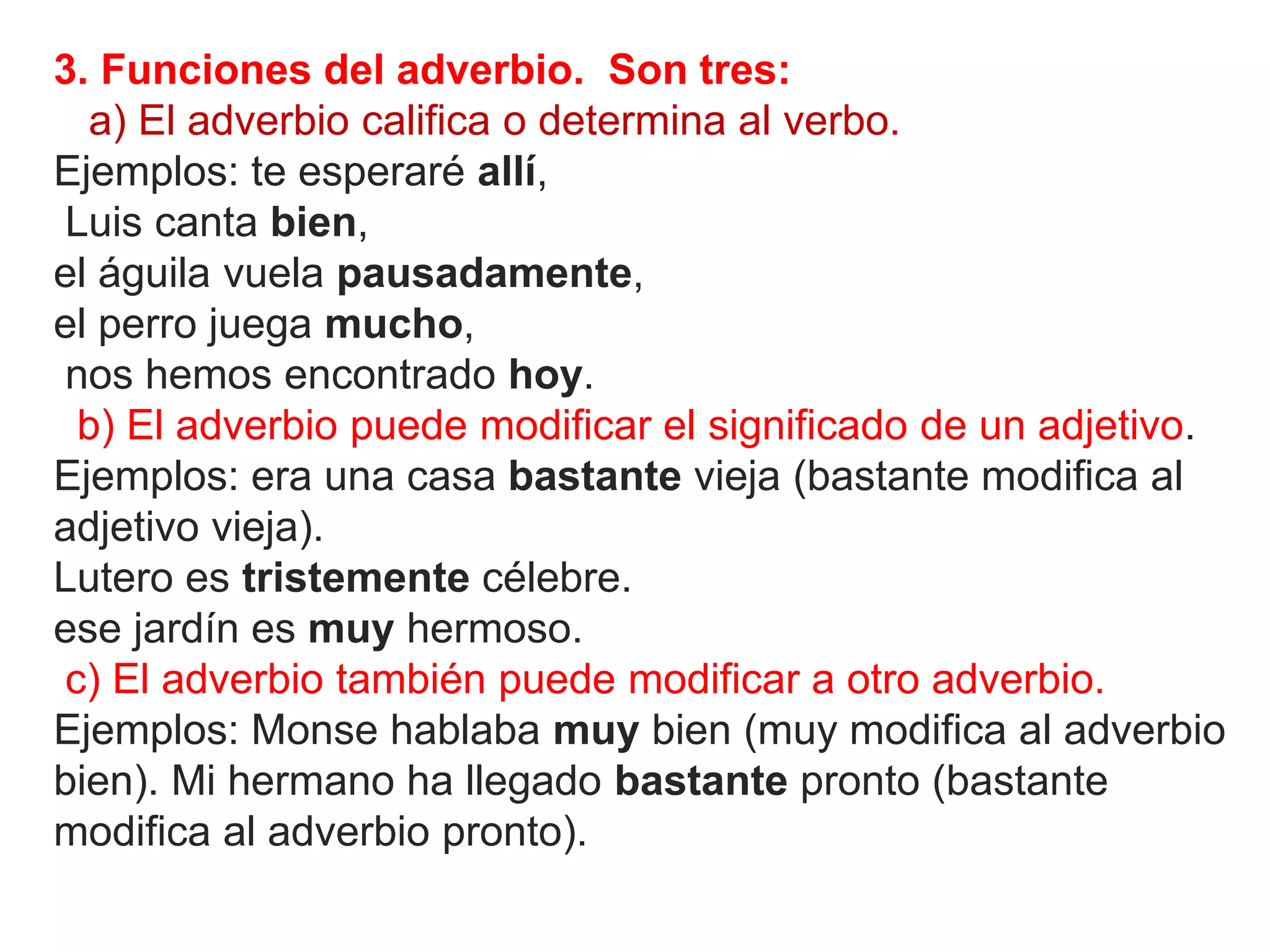 El adverbio | PPTX | Homework and Study | Education