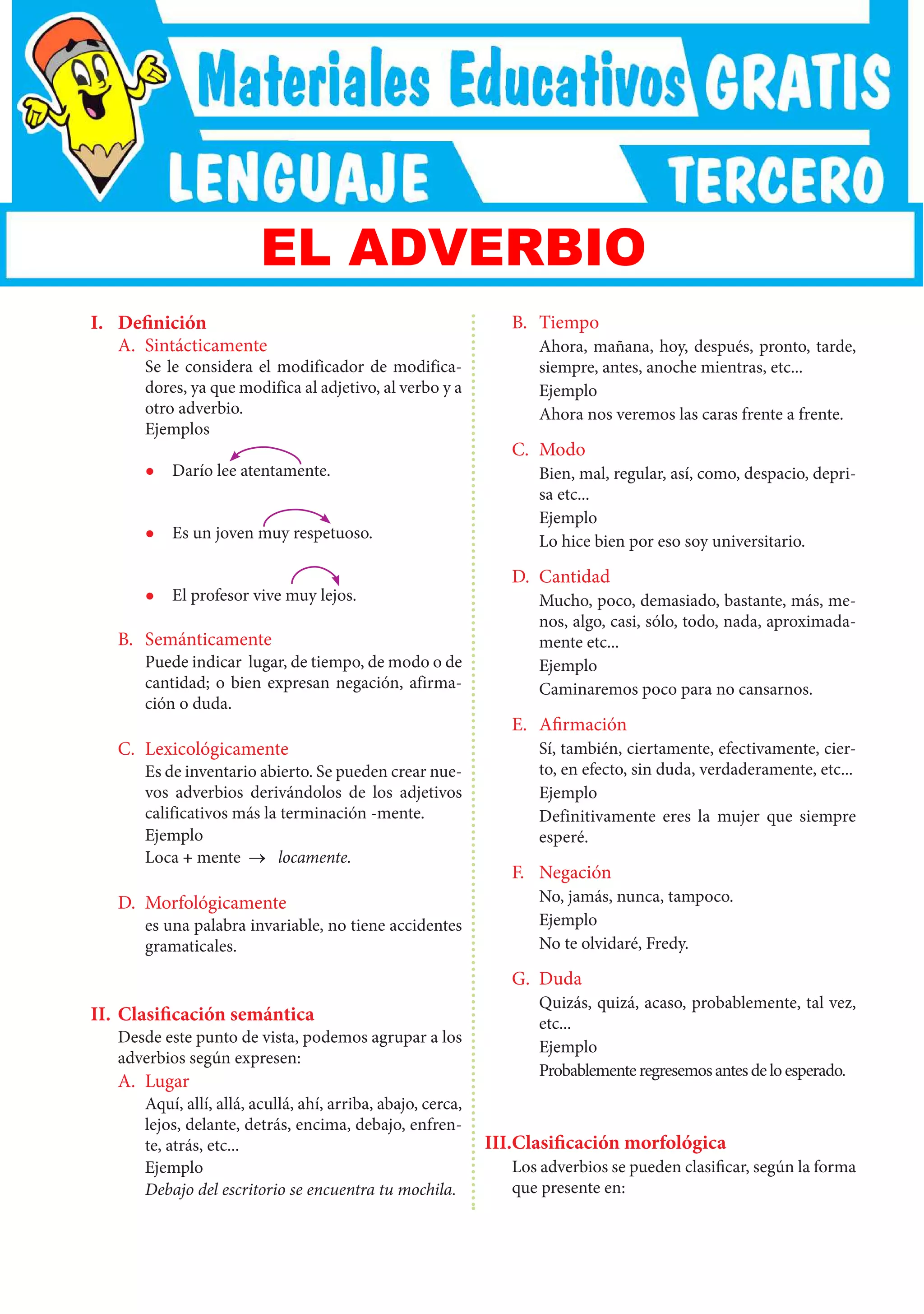 El adverbio y sus Componentes | PDF