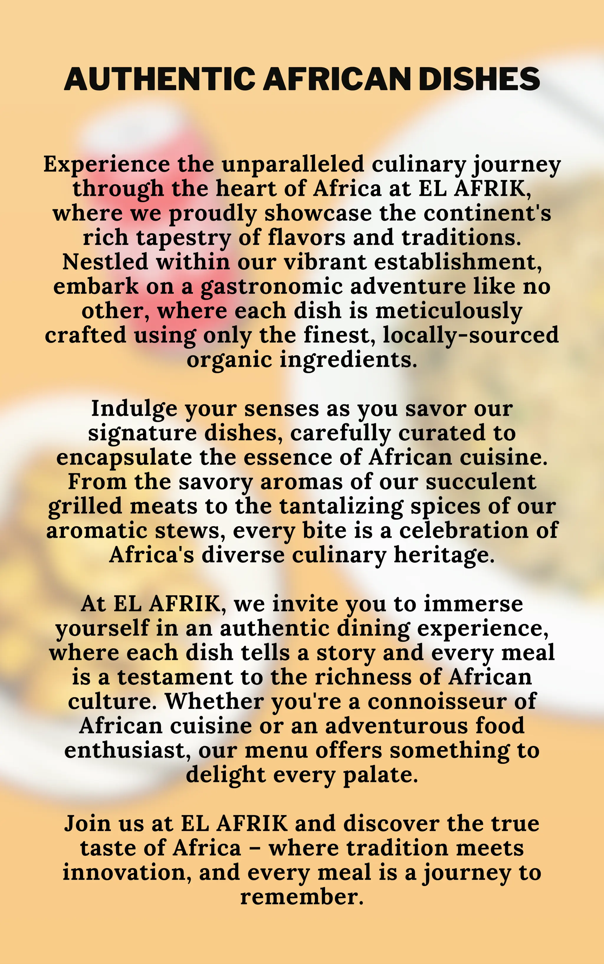 Authentic African Dishes - El Afrik Lounge | PDF