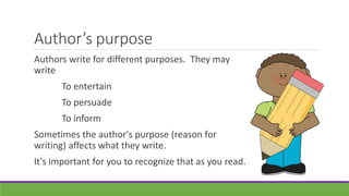 Ela grade 4 lesson 1 Author's Purpose | PPTX