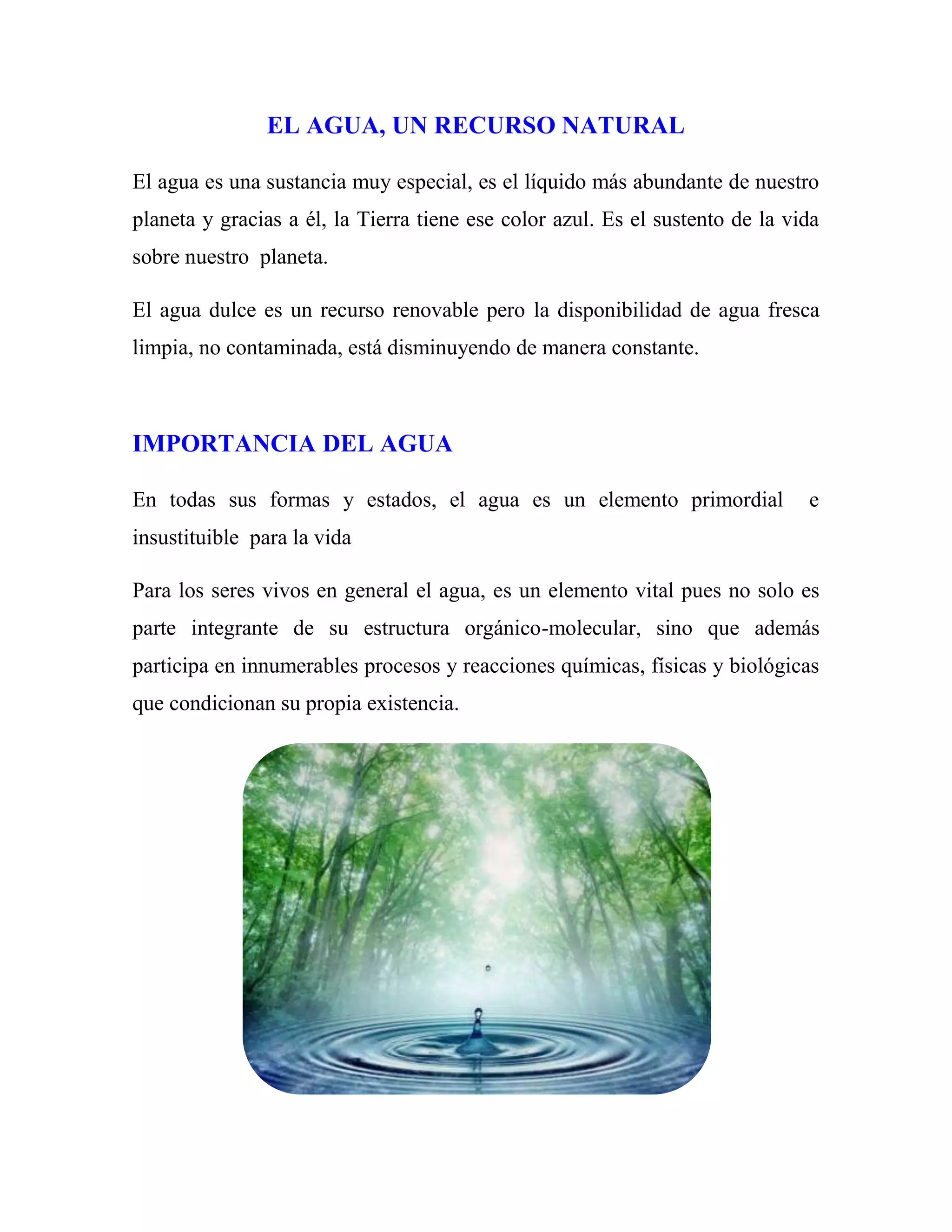 EL AGUA, UN RECURSO NATURAL | PDF