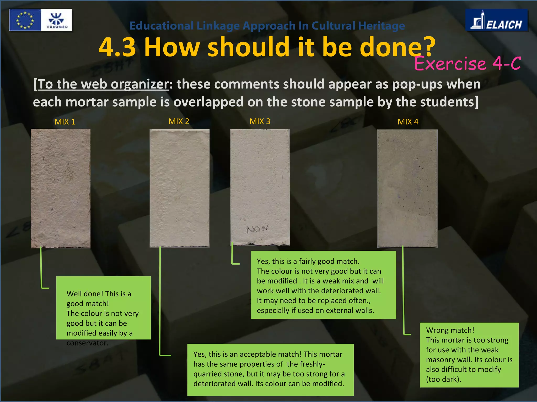 Elaich module 4 exercise 4.c - Choose the mortar mix | PPT