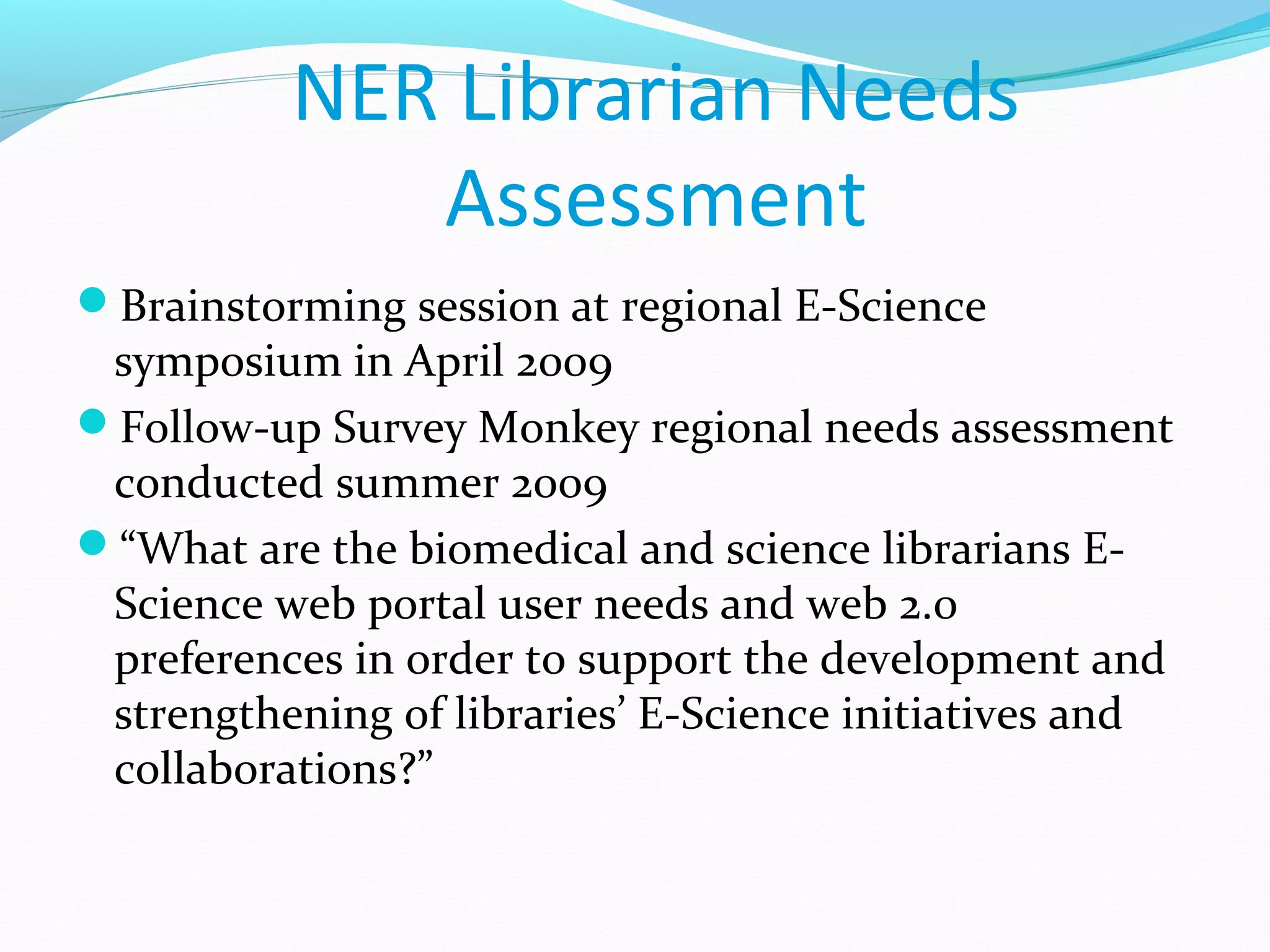 Preparing Librarians for Roles in E-Science | PPT