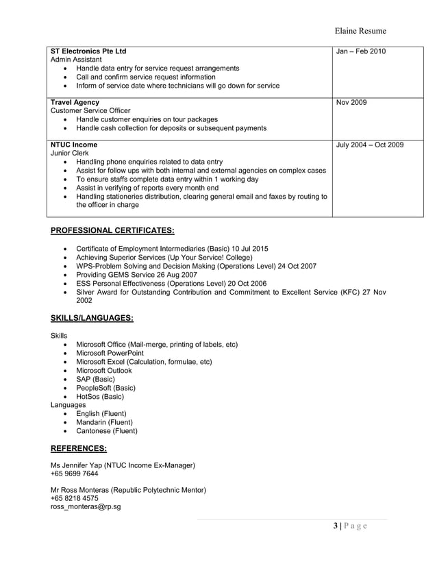 Elaine's Resume 2016 | PDF