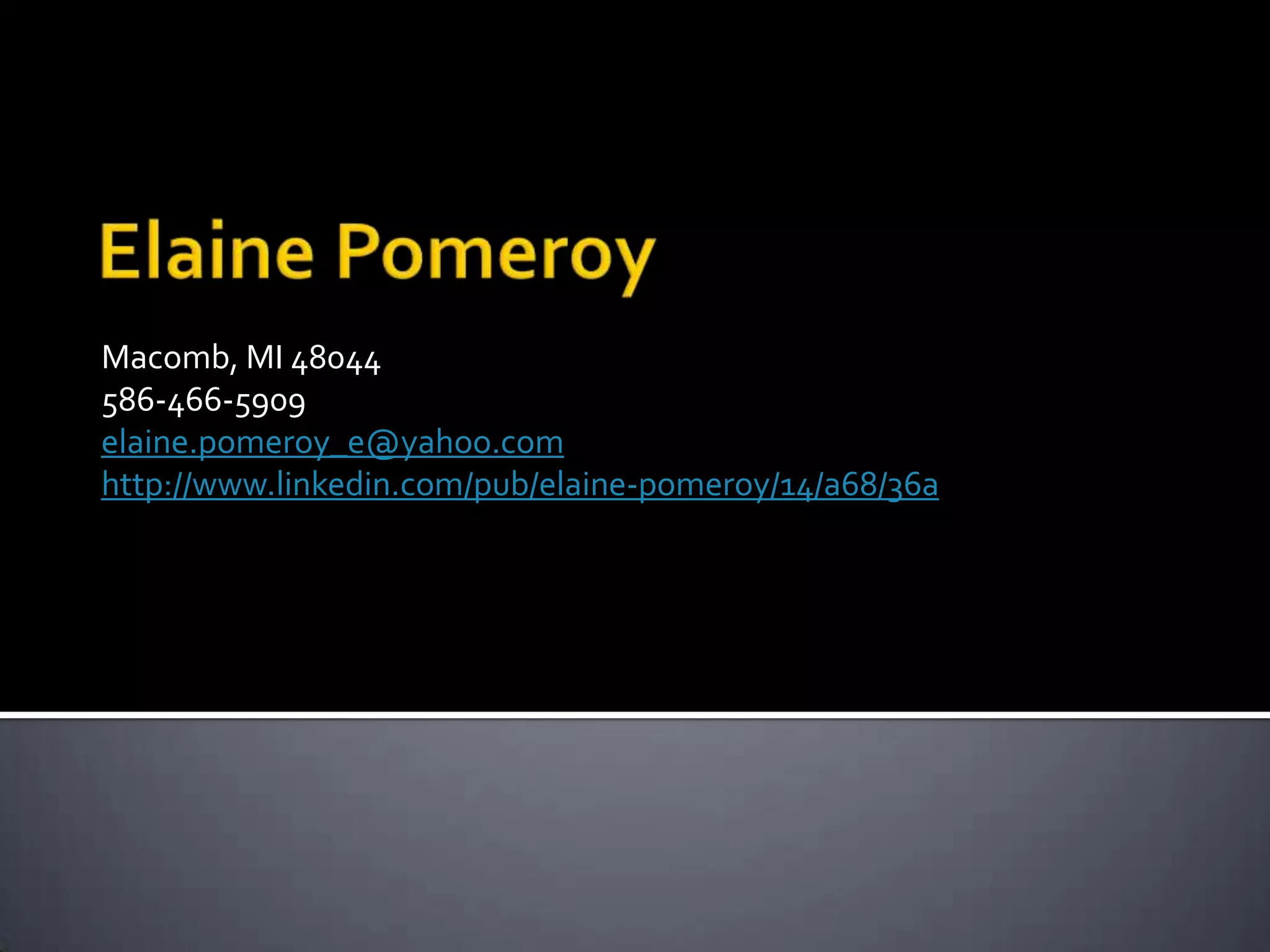 Elaine's Career Profile | PPTX