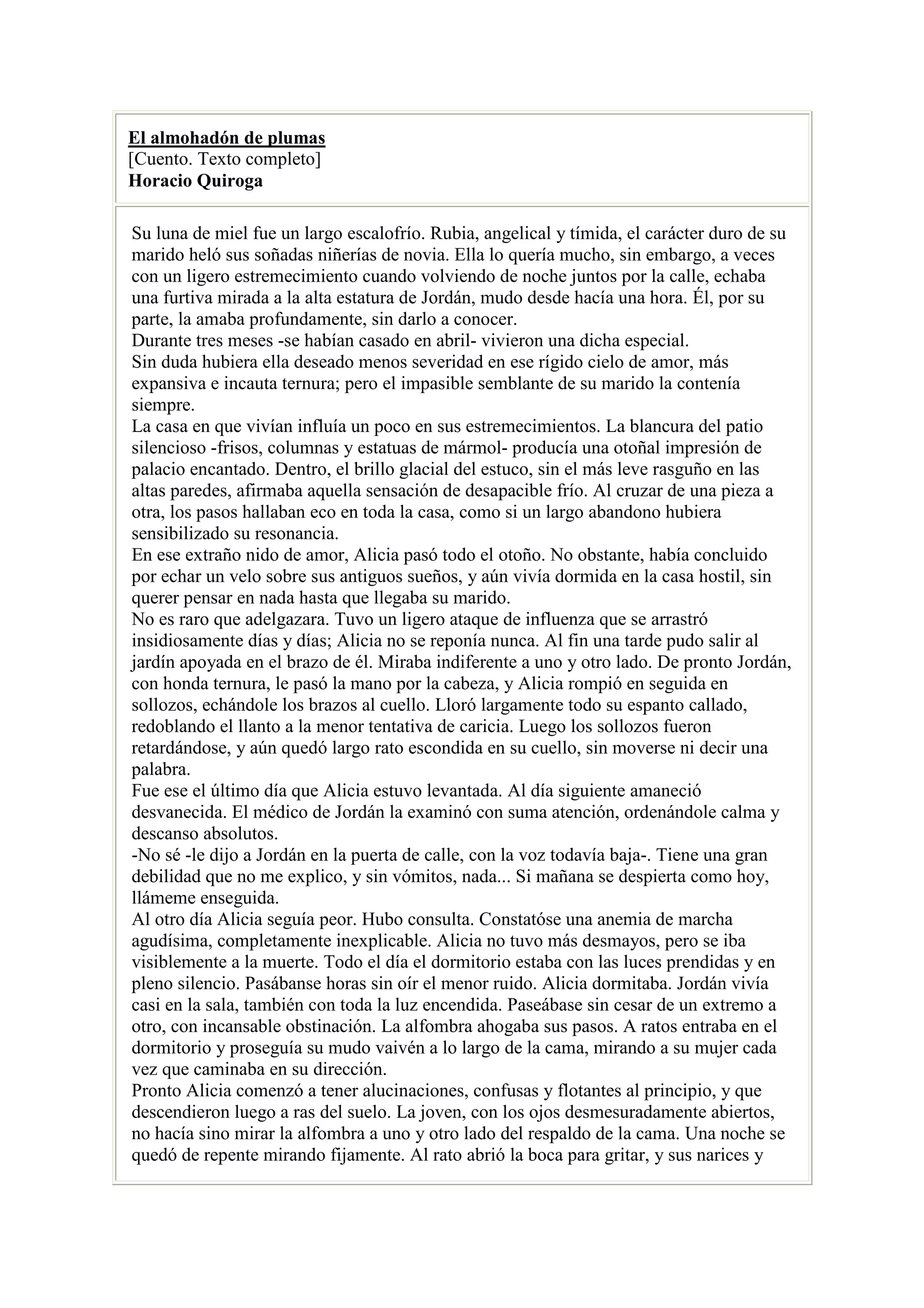 El almohadón de plumas | PDF