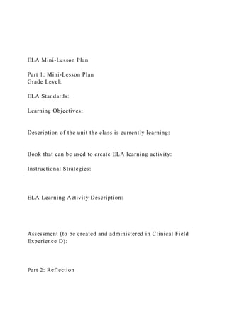 ELA Mini-Lesson PlanPart 1 Mini-Lesson PlanGrade Level.docx