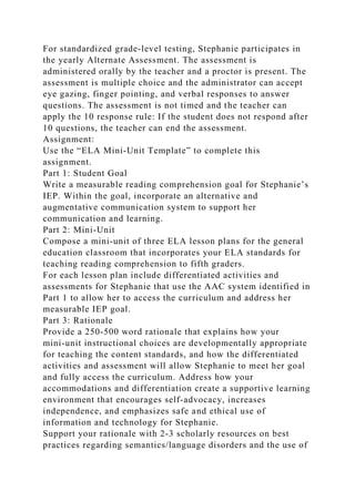 ELA Mini-Unit TemplatePart 1 Student GoalPart 2 Mini.docx