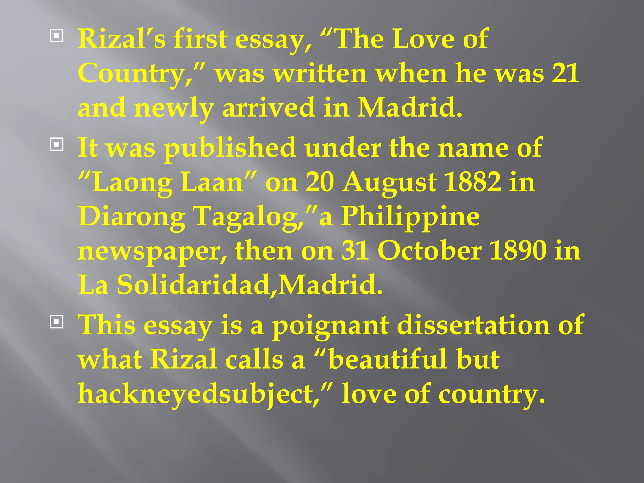 The Amor Patrio : The poem of Jose Rizal | PPTX