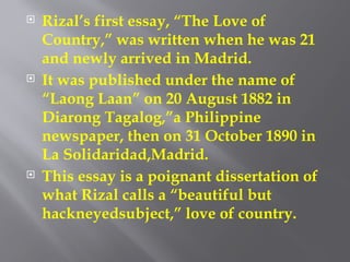 The Amor Patrio : The poem of Jose Rizal | PPTX