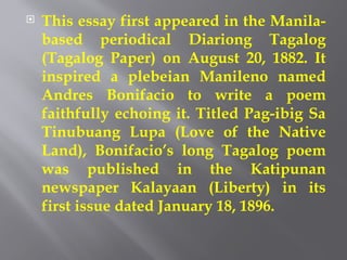 The Amor Patrio : The poem of Jose Rizal | PPTX