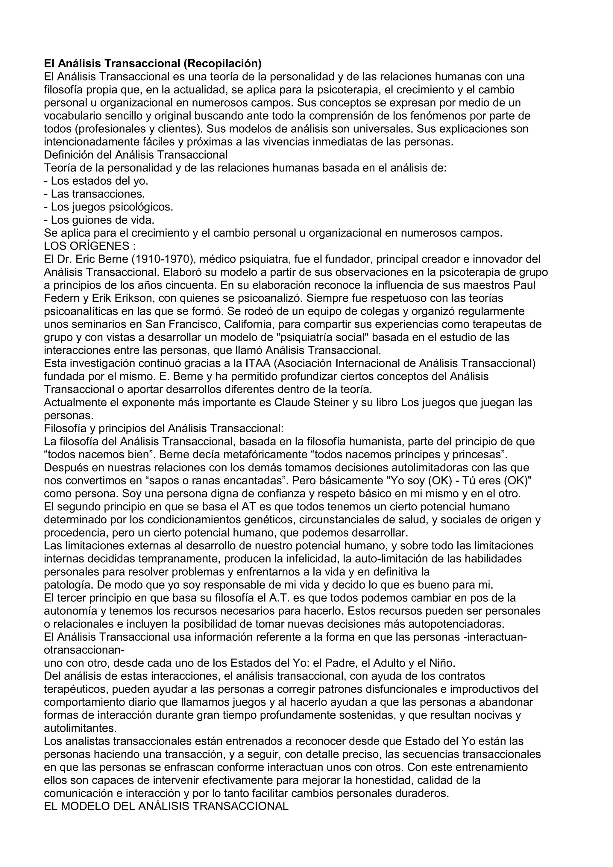 El análisis transaccional | DOCX