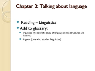 L1 - Introduction to English Language | PPT