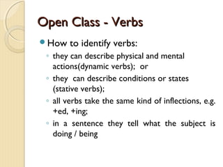 English Language - Lexicology and Word classes | PPT