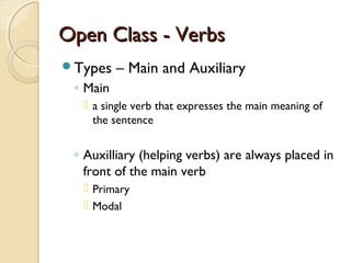 English Language - Lexicology and Word classes | PPT