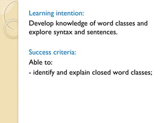 Ch 4.2 Word classes and Syntax | PPT